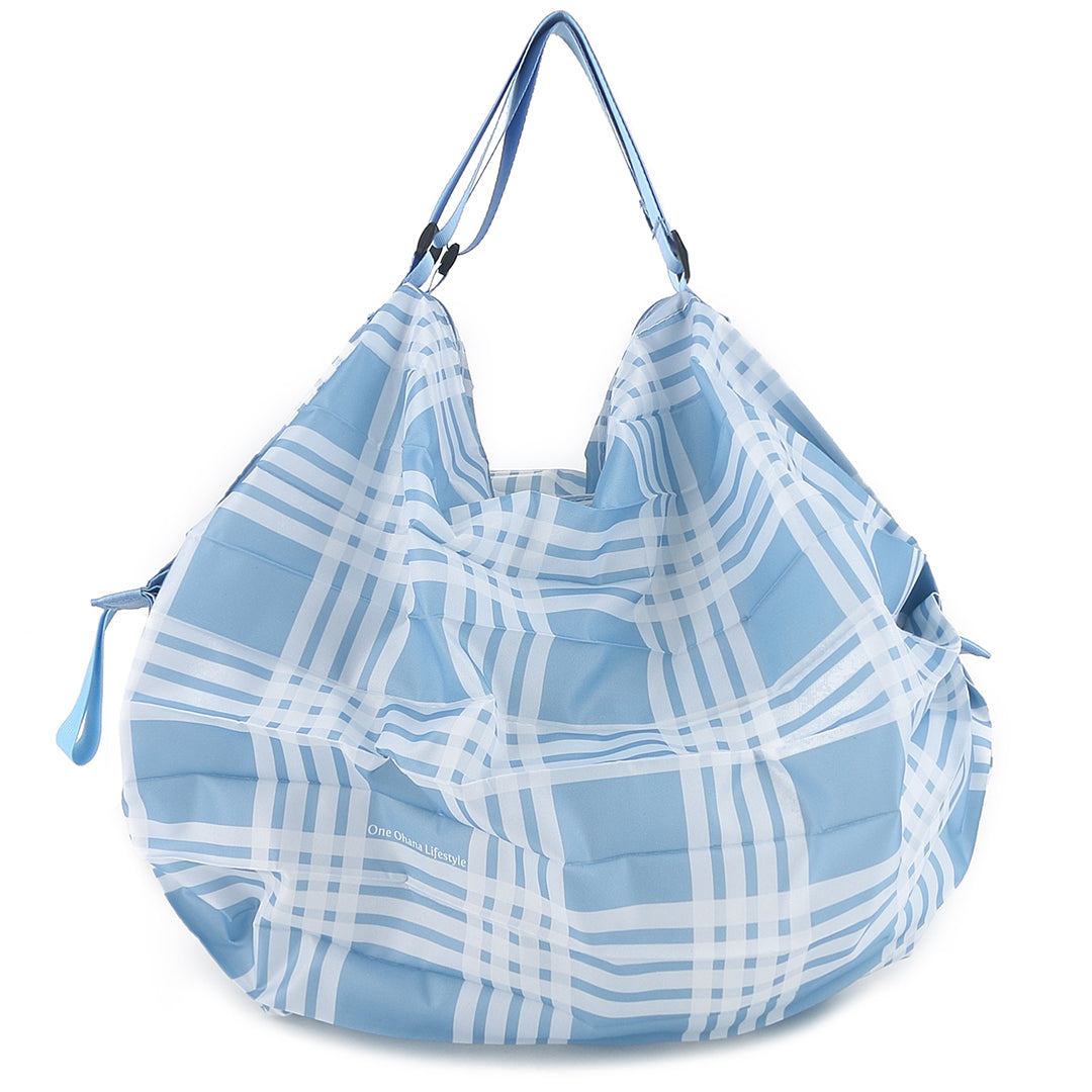 Foldable Bag Jazmine Palaka Blue – Happy Wahine